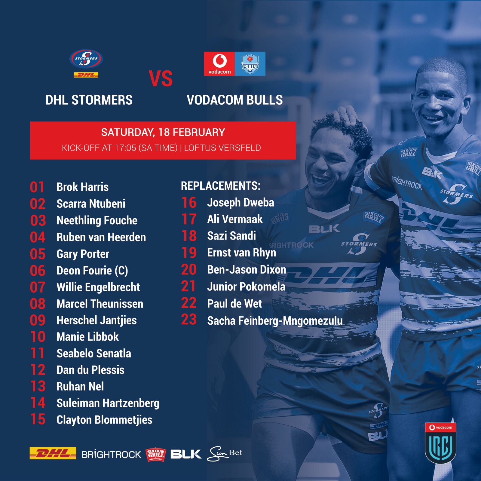 Two changes to DHL Stormers forward pack | The Official Website for the DHL Stormers