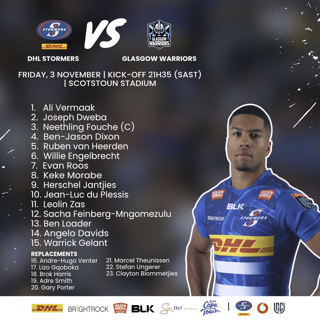 DHL Stormers change-up in Glasgow | The Official Website for the DHL Stormers